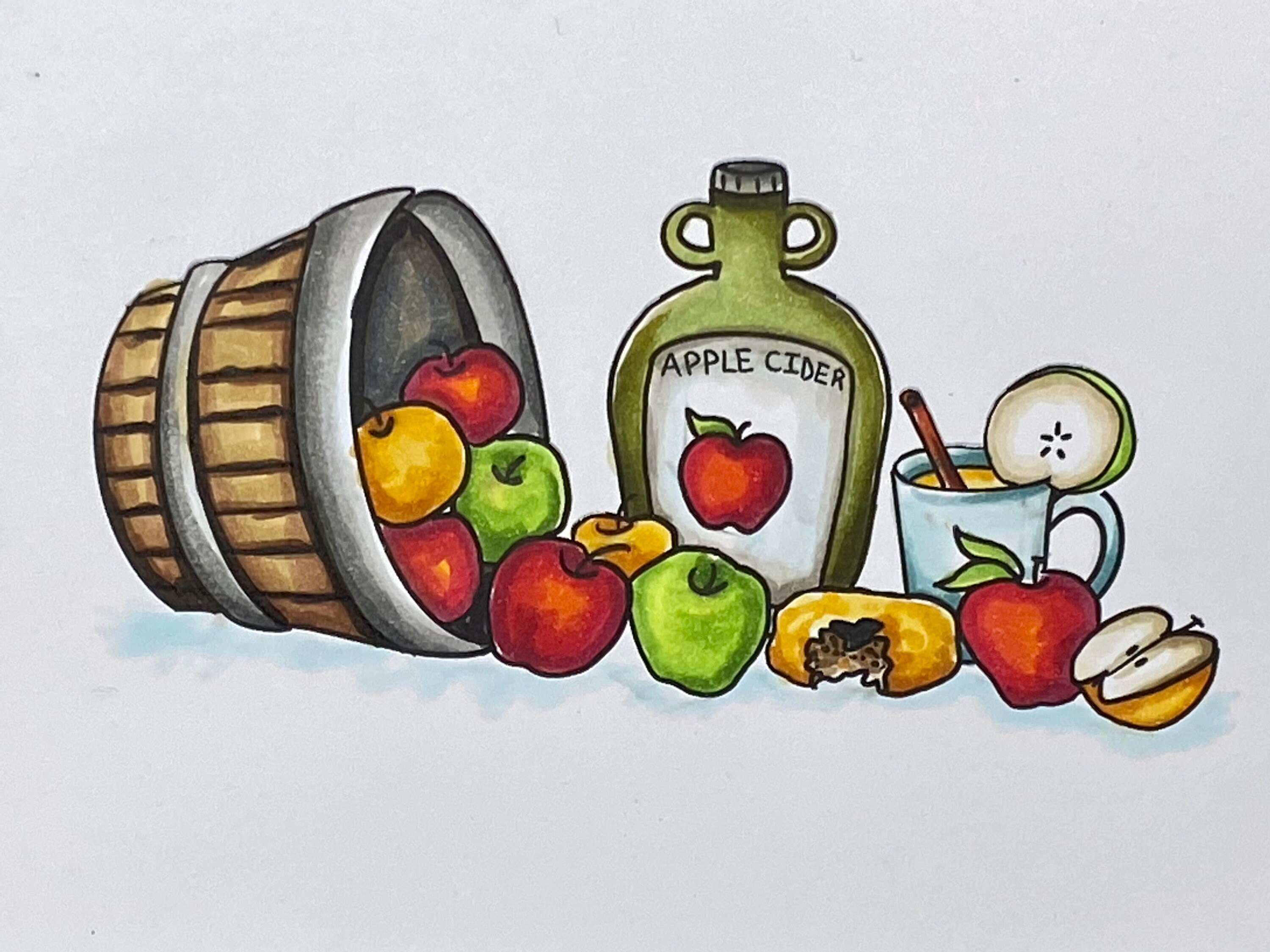 Apple Cider Scene Coloring Page - Etsy