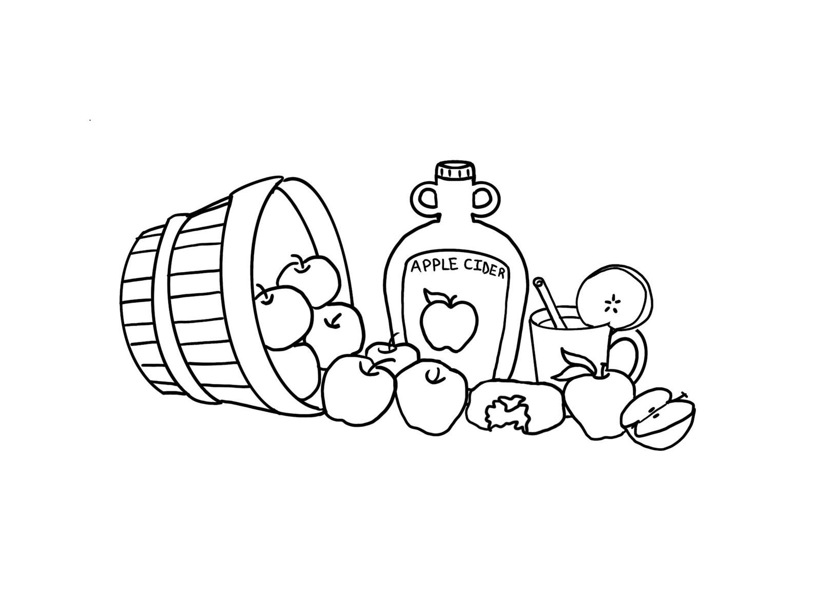 Apple Cider Scene Coloring Page - Etsy
