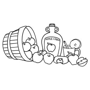 Apple Cider Scene Coloring Page - Etsy