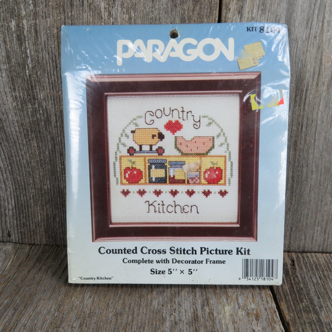 Country Kitchen Counted Cross Stitch Kit Paragon 1986 Framed Kit 8104 ...