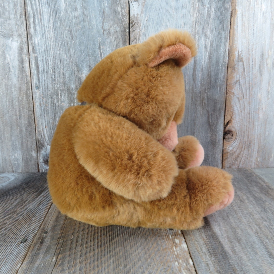 Vintage Large Brown Teddy Bear Plush Bow Flocked Nose Ribbon - Etsy