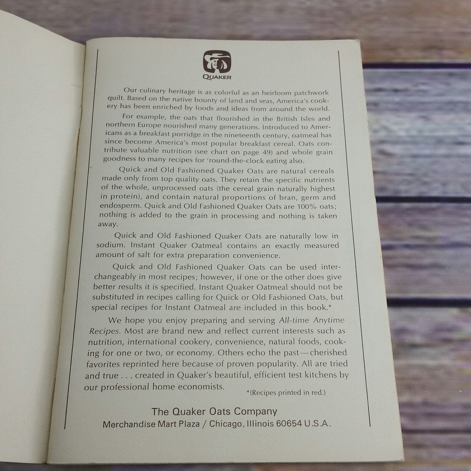 Vintage Cookbook Quaker Oats Recipes All Time Any Time Recips 1973 70s ...