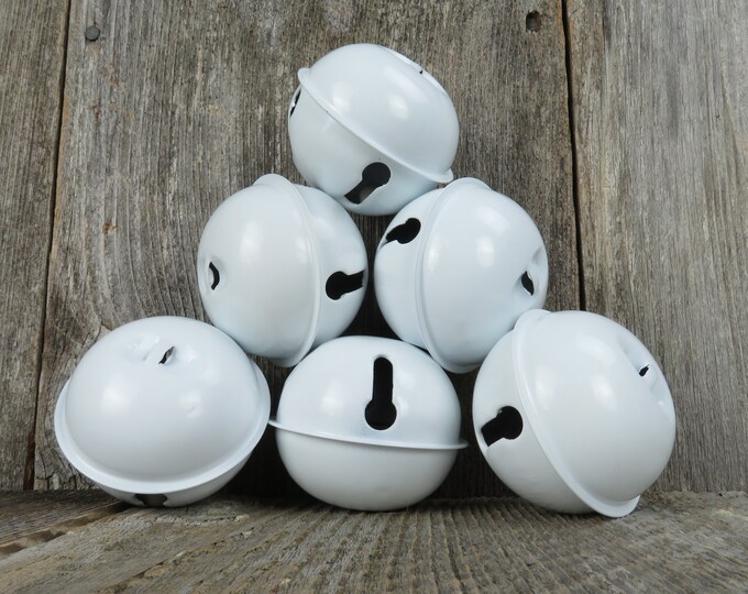 Sleigh Jingle Bells White Enameled Painted Round Christmas Craft Bells ...