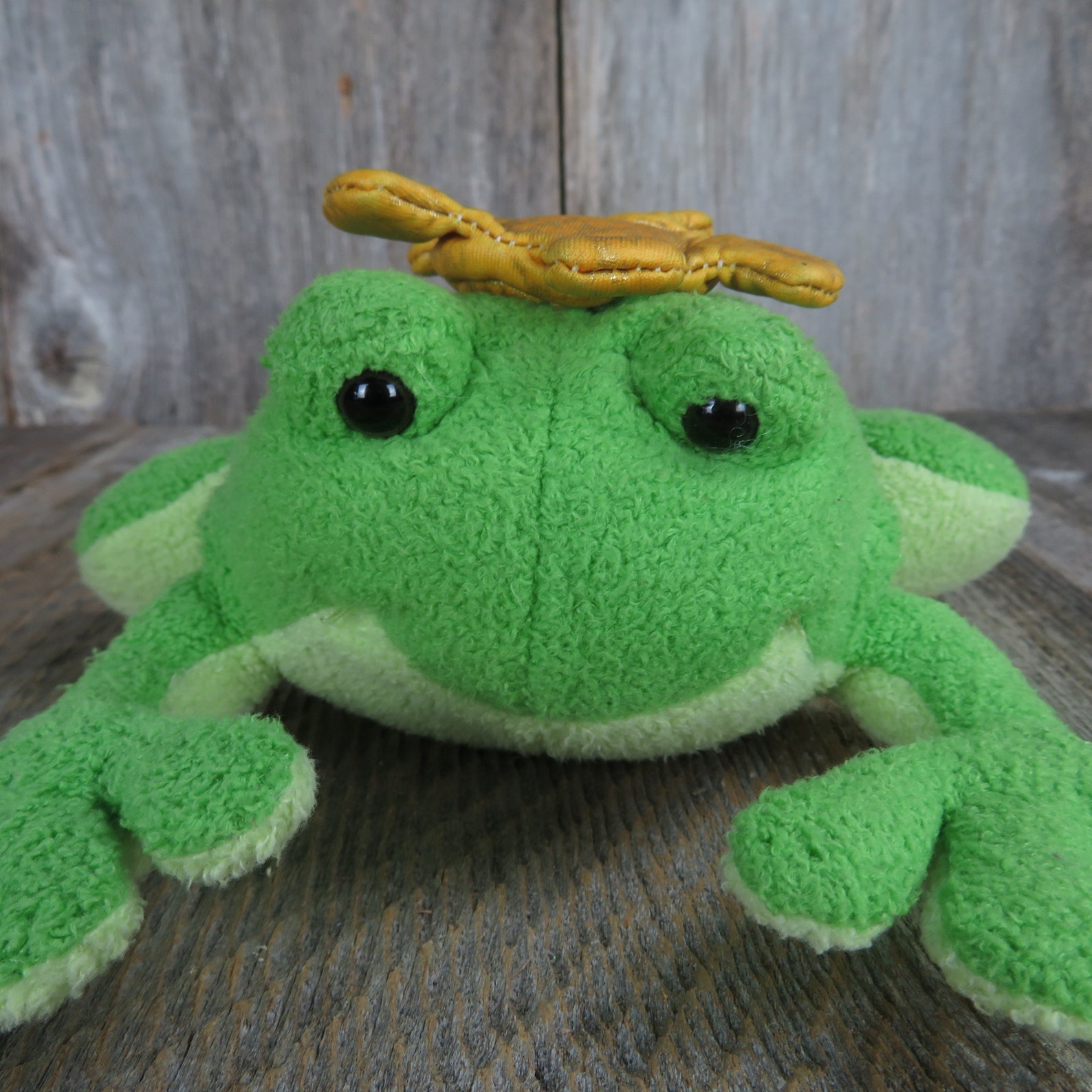 Frog Prince Plush Crown Green Stuffed Animal Laying Two Tone - Etsy