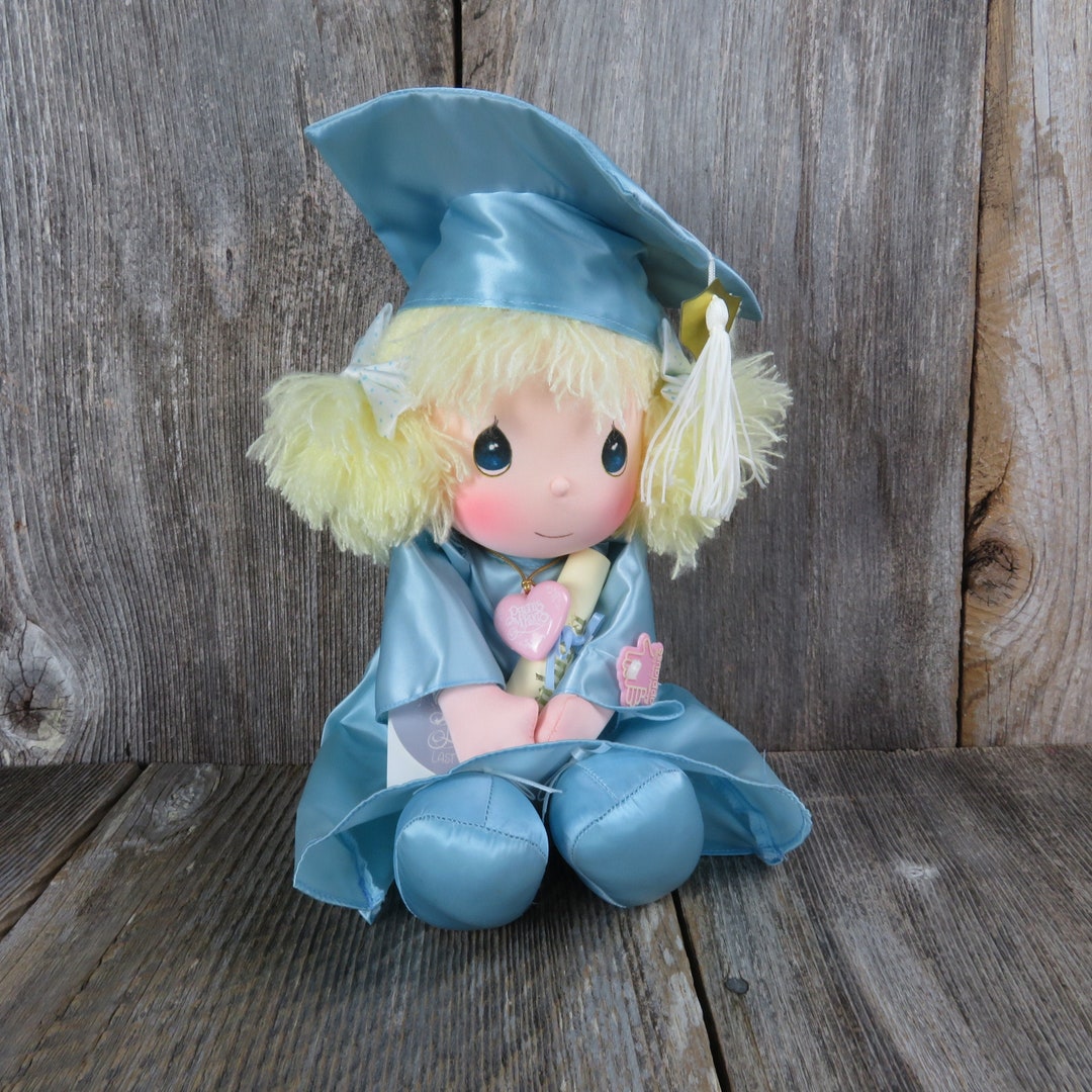 Vintage Graduation Girl Doll Precious Moments Plush Blue Blonde Hair ...