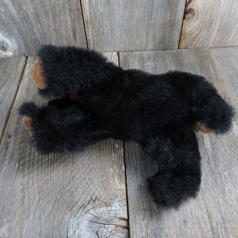 Vintage Teddy Bear Plush Black Brown Posable Stuffed Animal MJC Purr ...