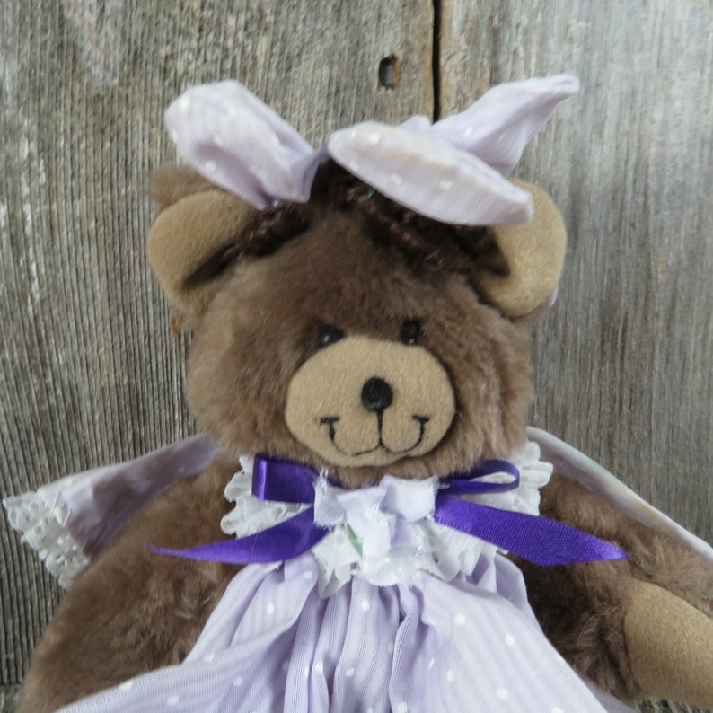 Vintage Teddy Bear Plush Purple Polk a Dot Dress Flower Hat - Etsy