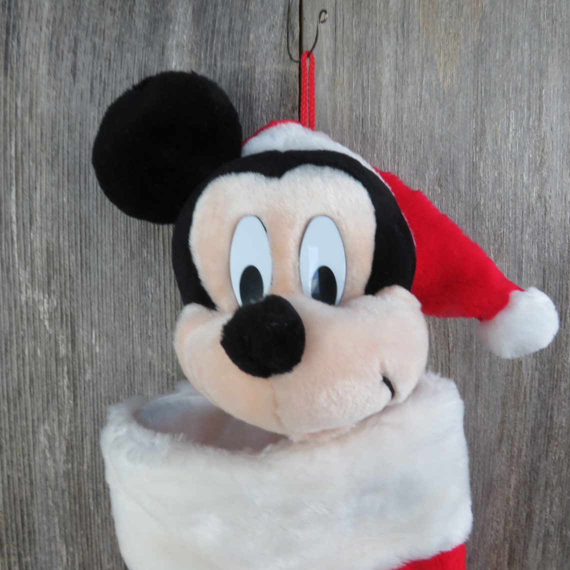 Vintage Mickey Mouse Christmas Stocking Plush Santa Hat Disney - Etsy