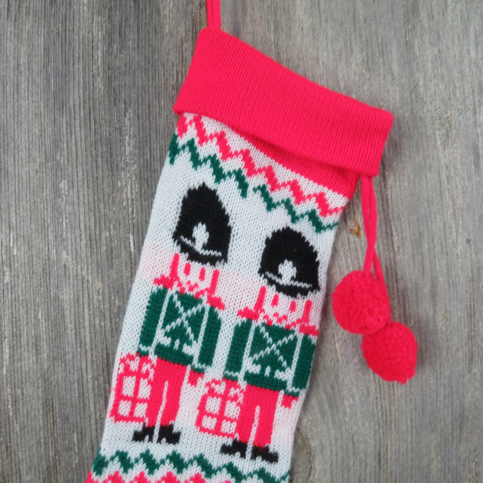 Vintage Knit Toy Soldier Christmas Stocking Military Knitted Drummer ...