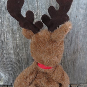 Vintage Reindeer Plush Deer Red Nose Bean Bag Stuffed Animal Weighted ...