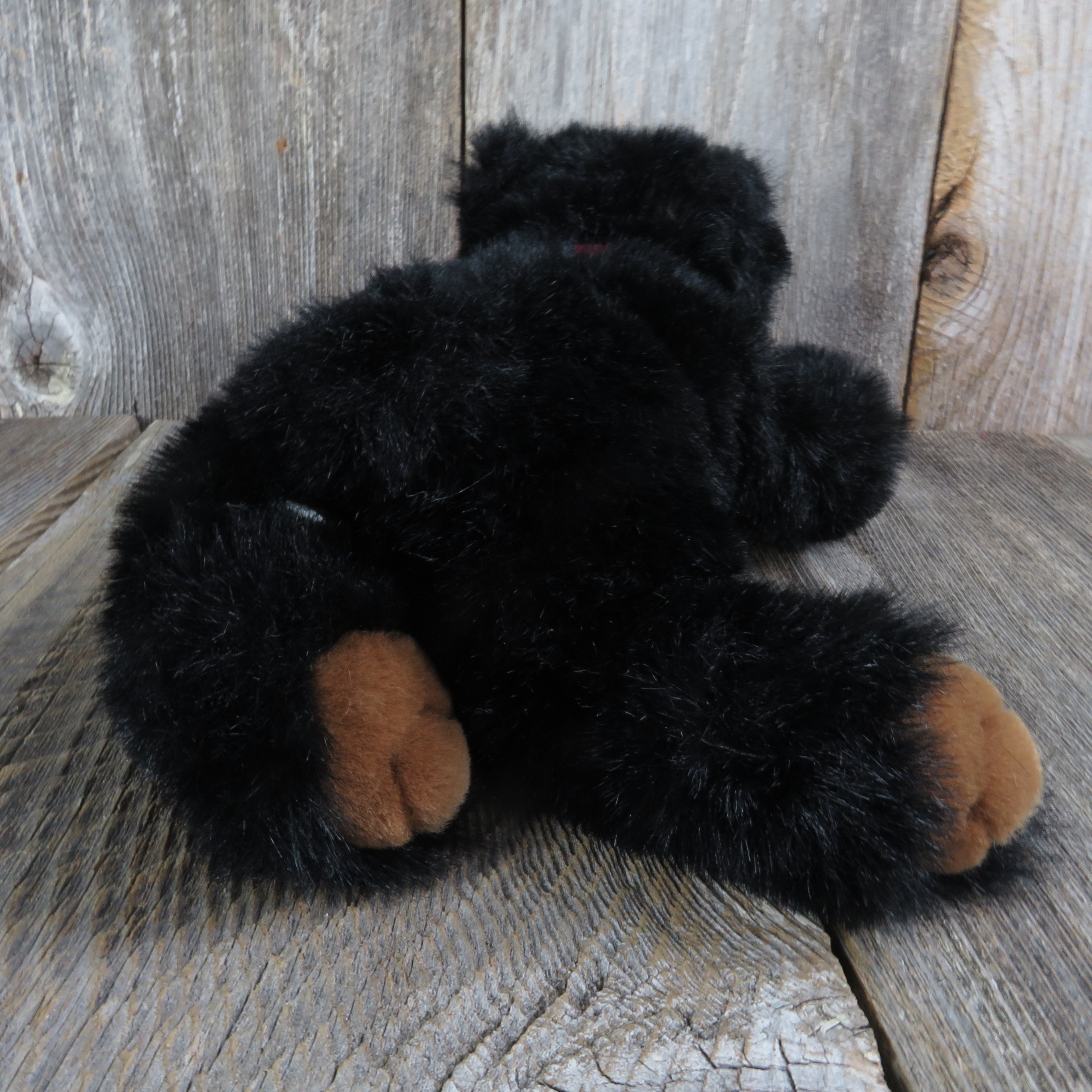 Vintage Teddy Bear Plush Black Brown Posable Stuffed Animal MJC Purr ...