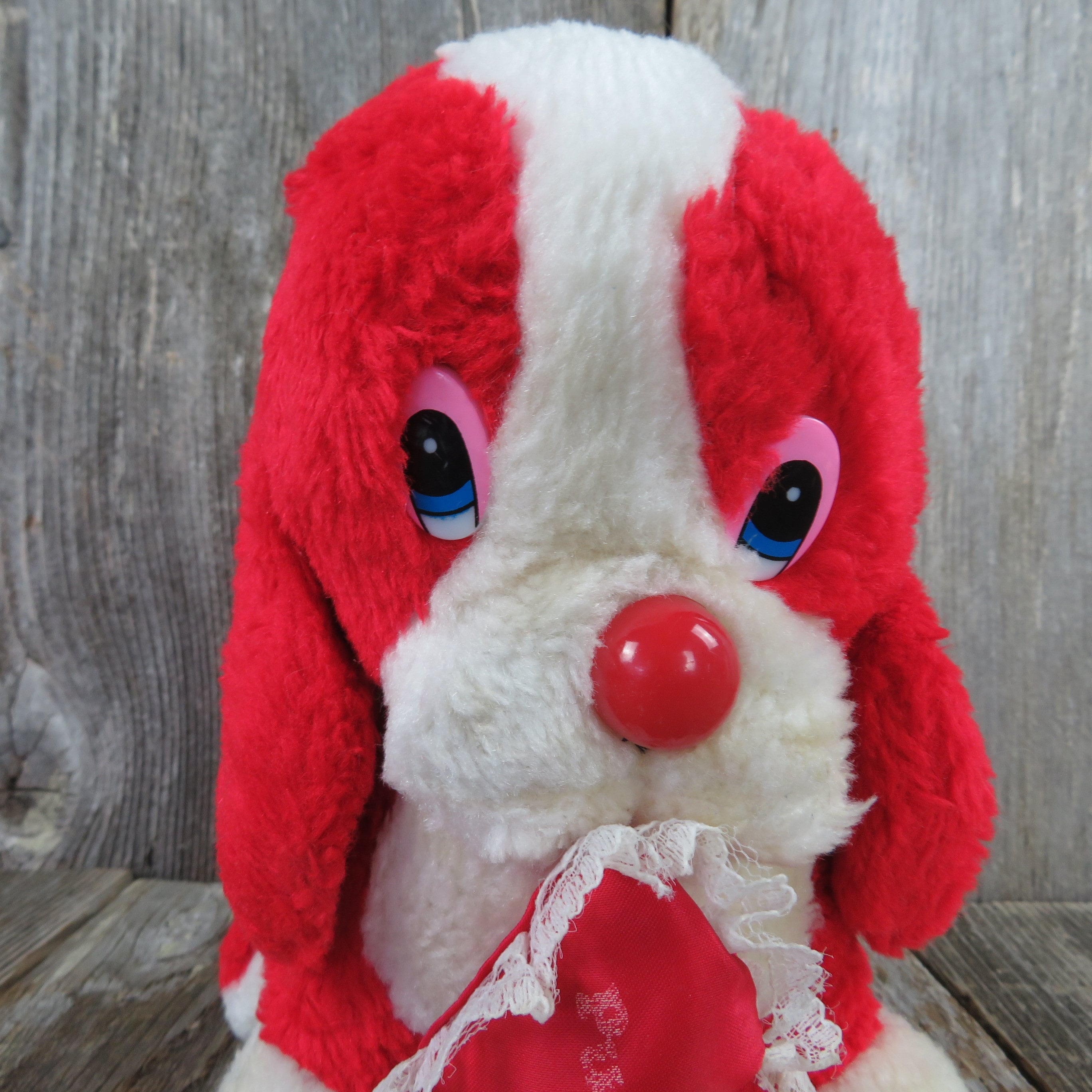 Vintage Puppy Dog Plush Red White Sad Basset Hound Valentines | Etsy