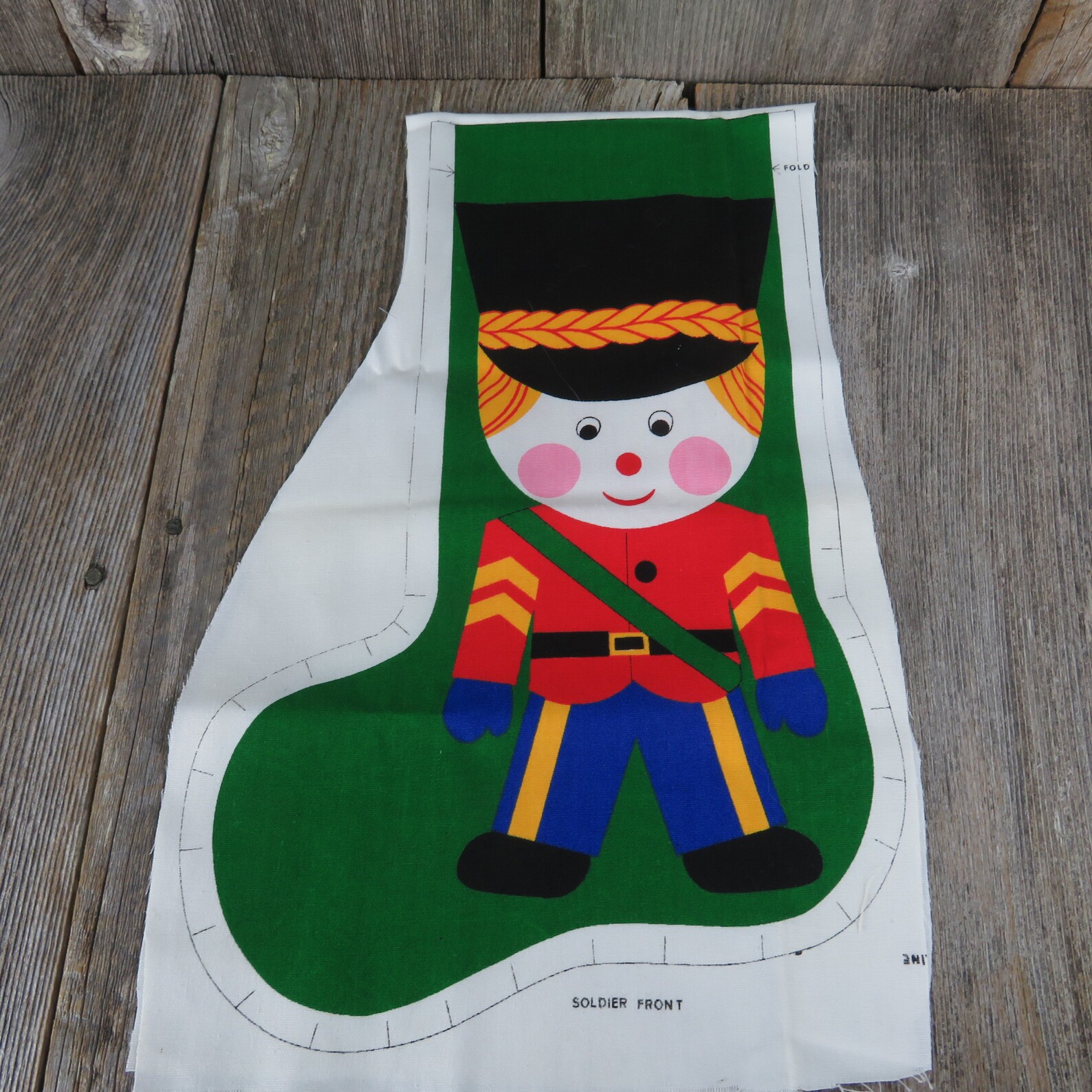 Vintage Toy Soldier Stocking Fabric Panel Christmas Cut and Sew Screen ...