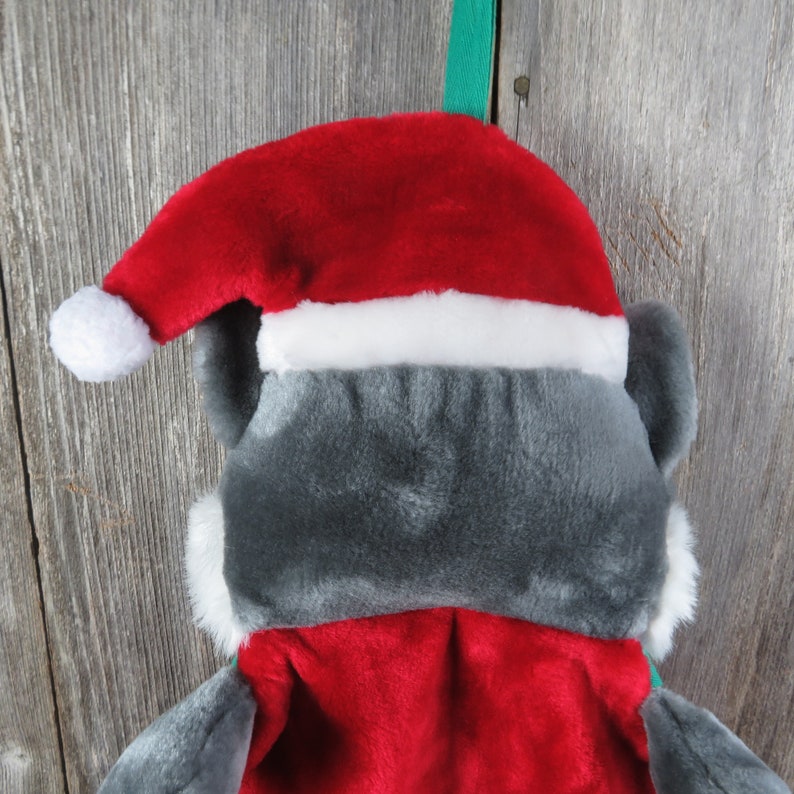 Vintage Cat Stocking Grey Kitty Santa Hat Bib Overalls Velvet Flocked ...