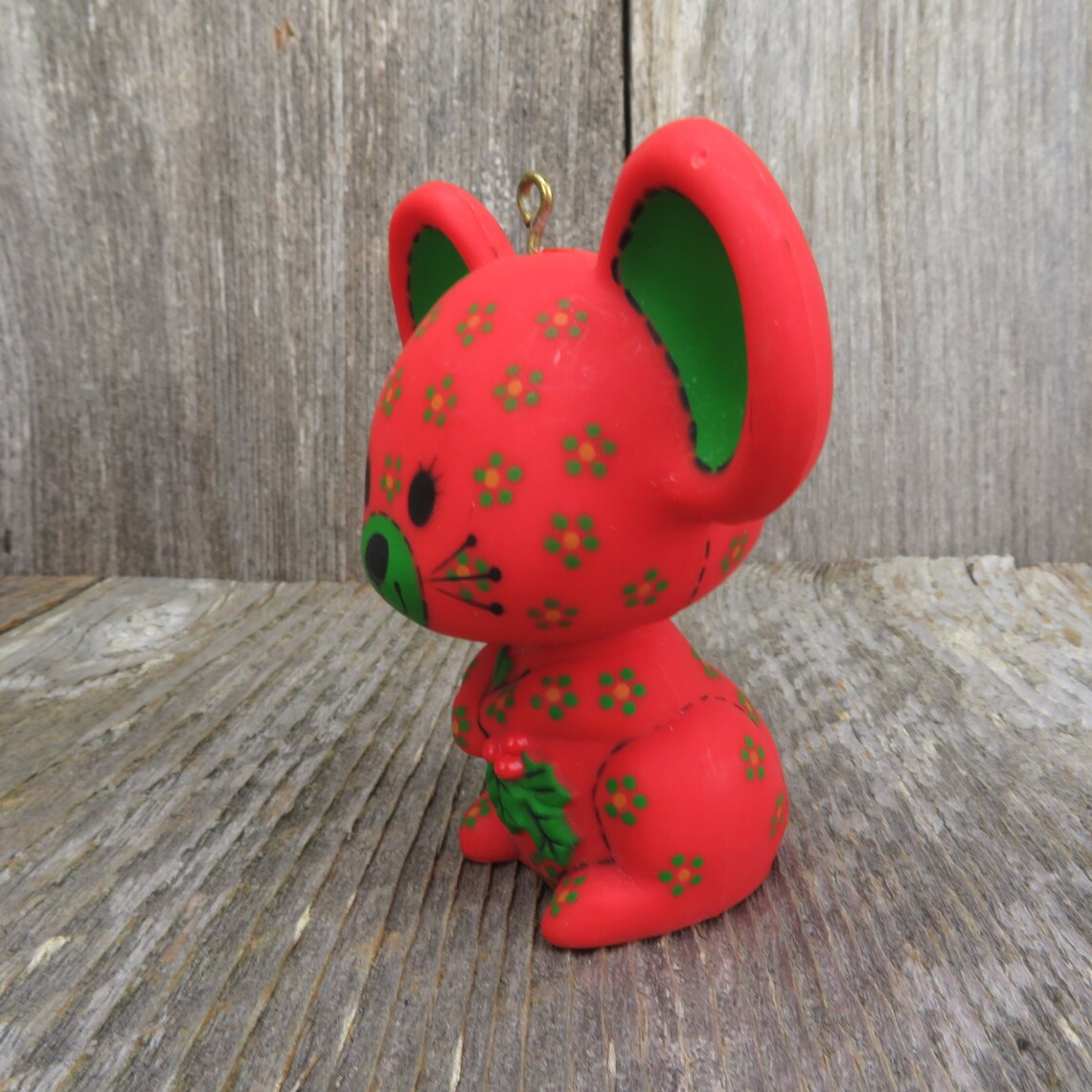 Vintage Mouse Ornament Red Calico Flowers Christmas Hallmark - Etsy