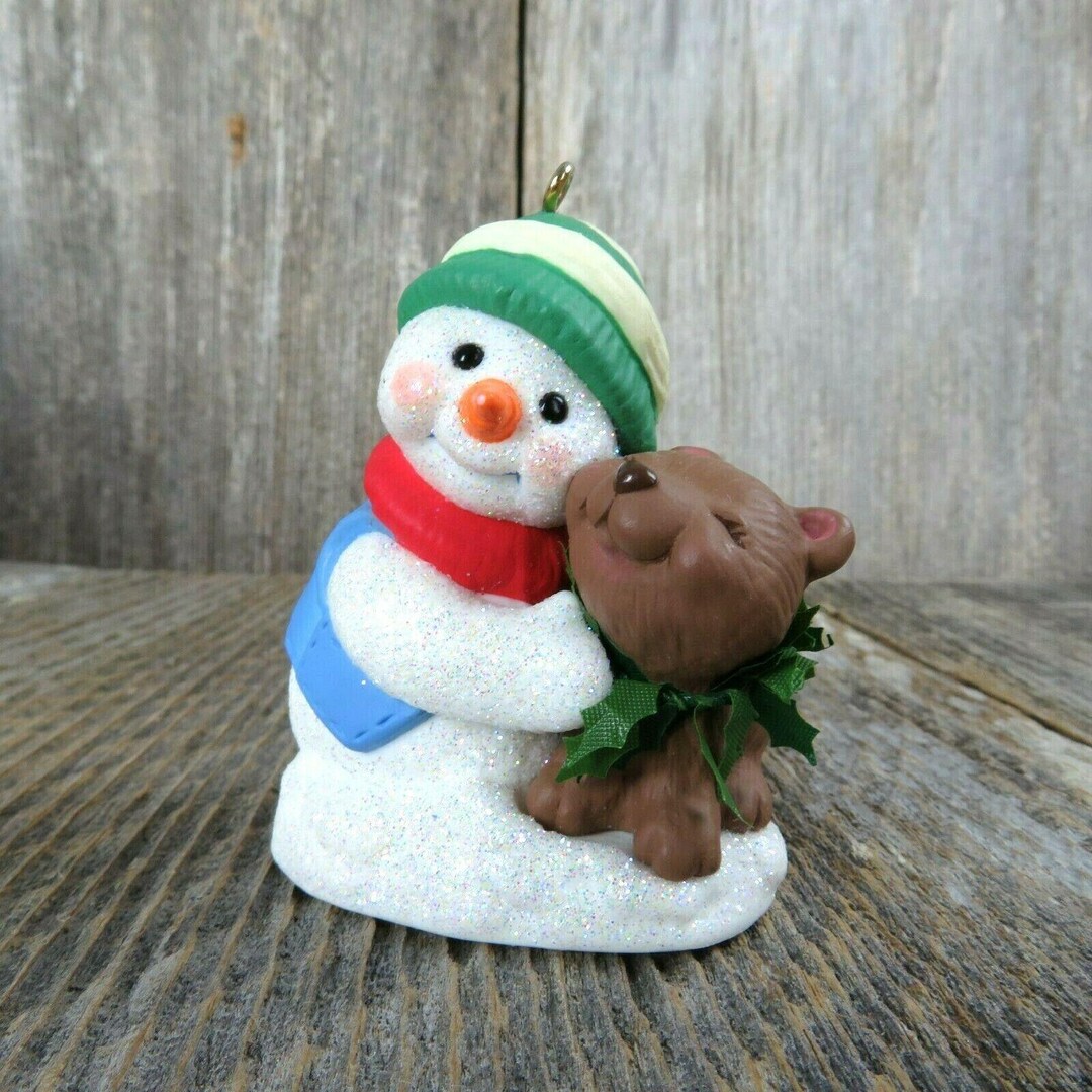 Snow Buddies Snowman Brown Bear Hallmark Christmas Ornament 2002 - Etsy