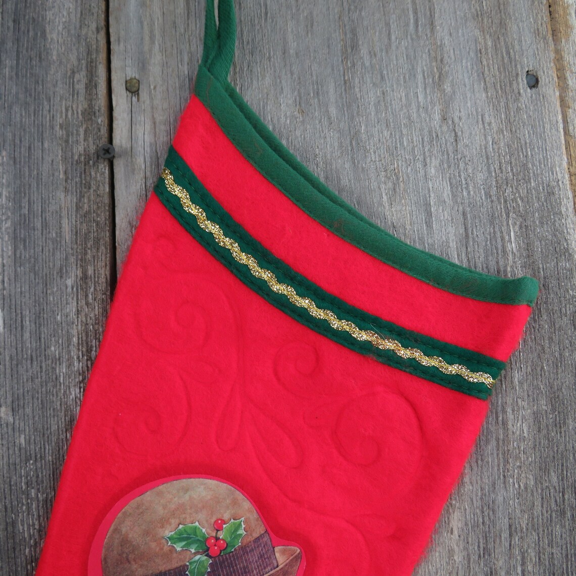 Vintage Boy With Lantern Red Morehead Christmas Stocking Hat Holly Felt ...