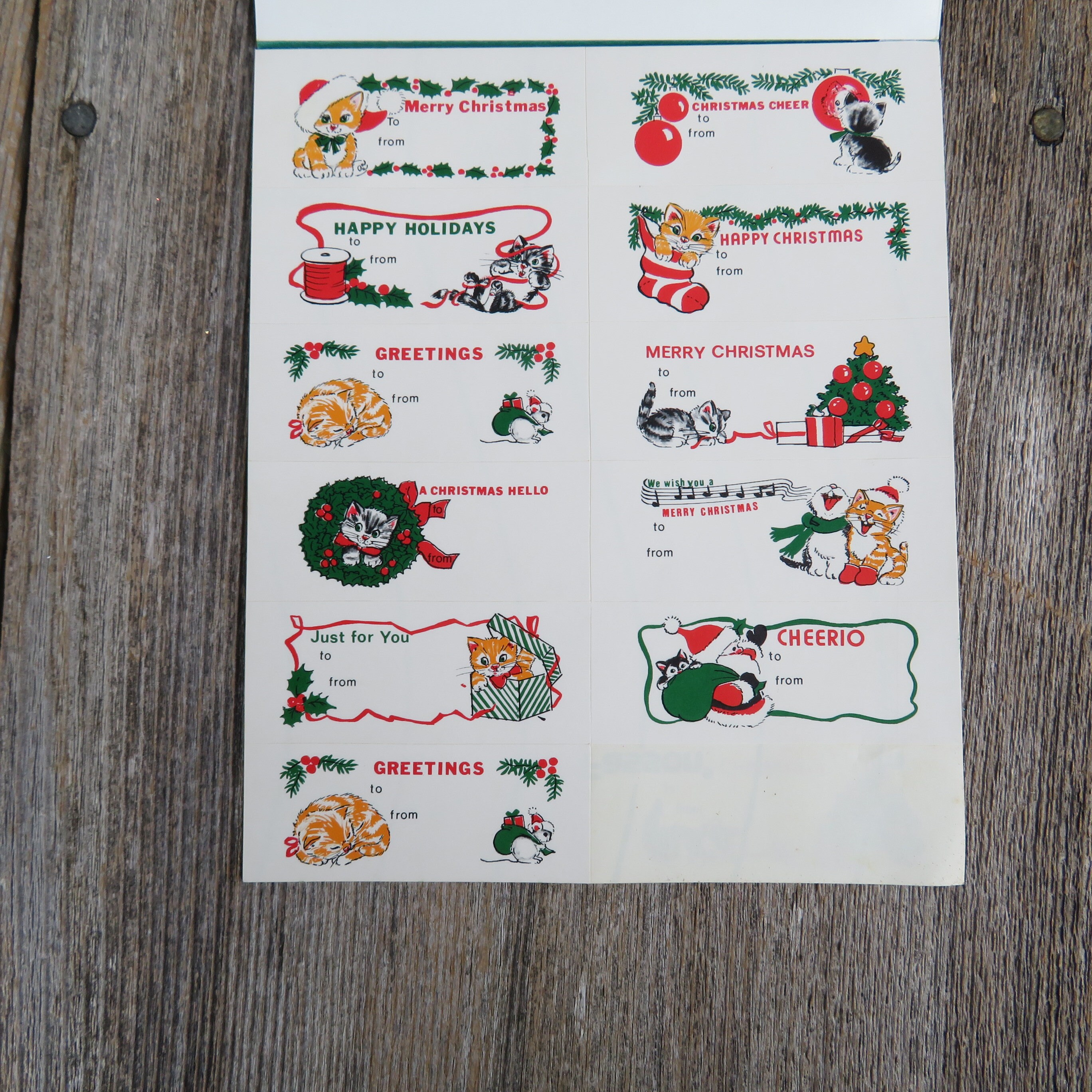 Vintage Cuddly Kittens Gift Tag Labels Stickers Christmas Gift | Etsy