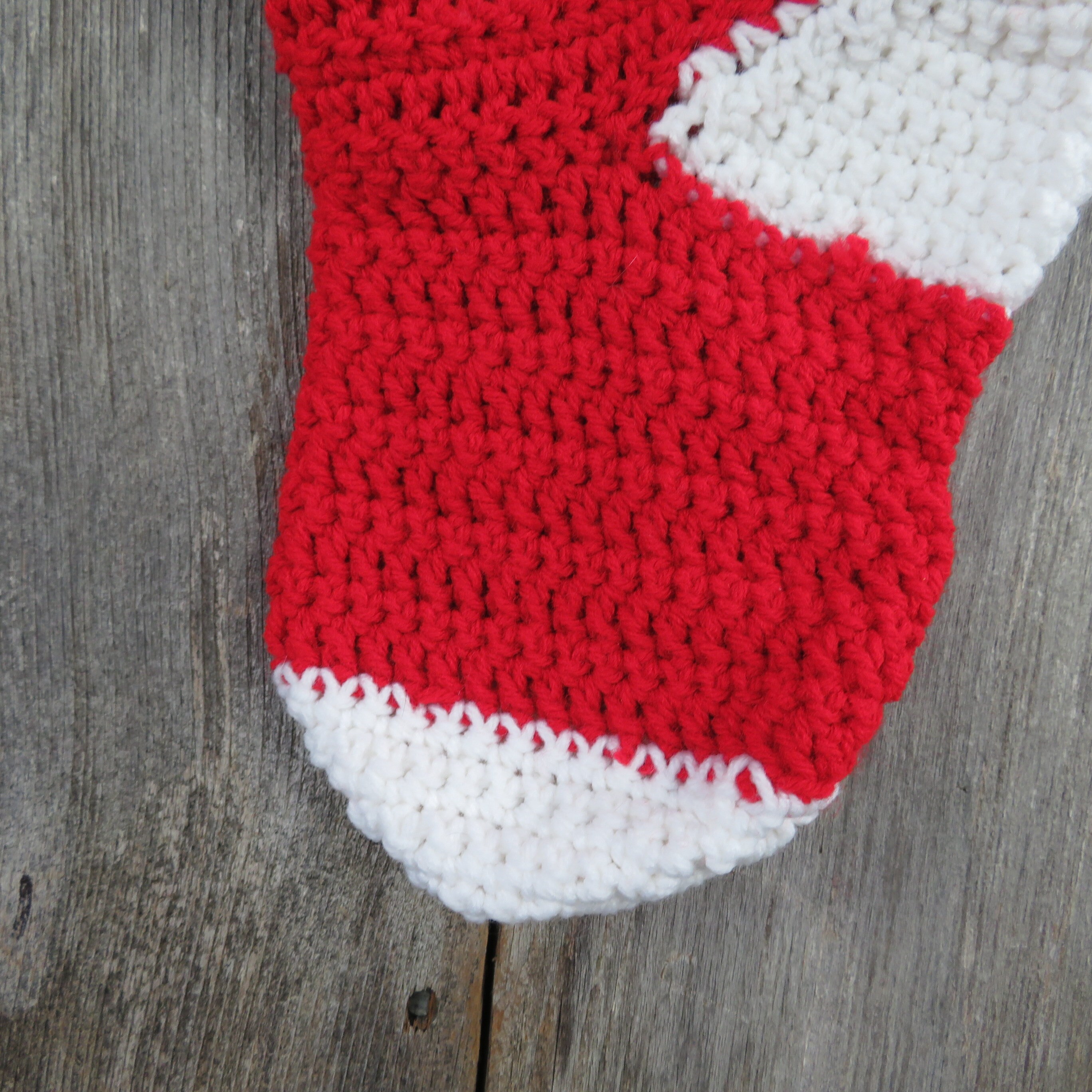 Red White Christmas Stocking Crochet Santa Style Handmade | Etsy