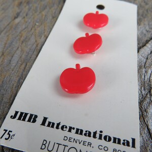 Vintage Red Apple Shaped Buttons JHB International Shank Style Washable ...
