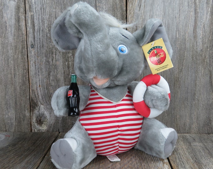 Coca Cola Elephant Stuffed Animal Swimming Suit Tub Coke Bottle Plastic ...