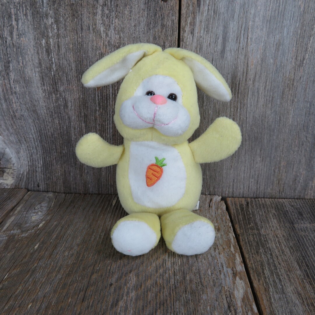 Vintage Yellow Bunny Plush Rabbit Carrot Stuffed Animal Easter King ...