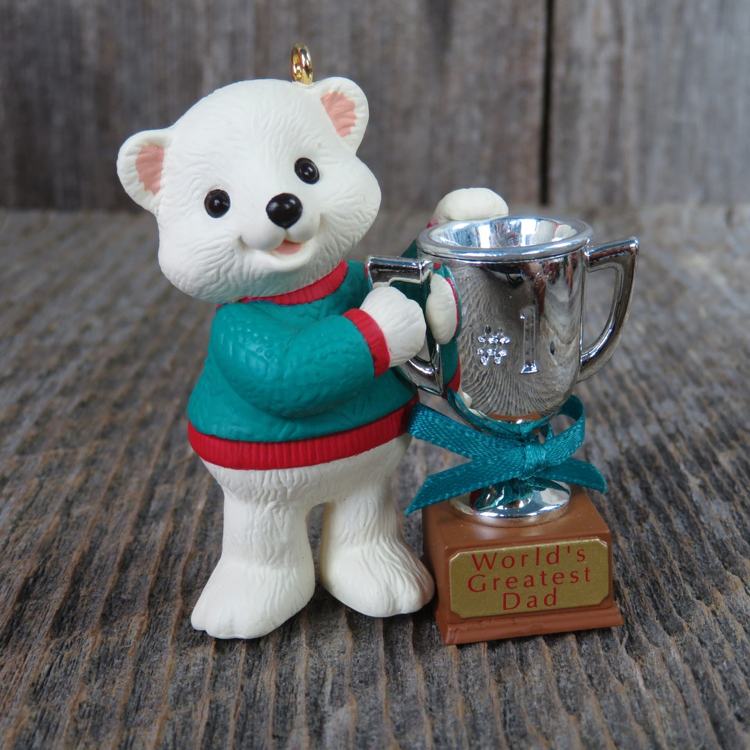 Vintage Teddy Bear World's Greatest Dad Ornament Christmas Hallmark ...