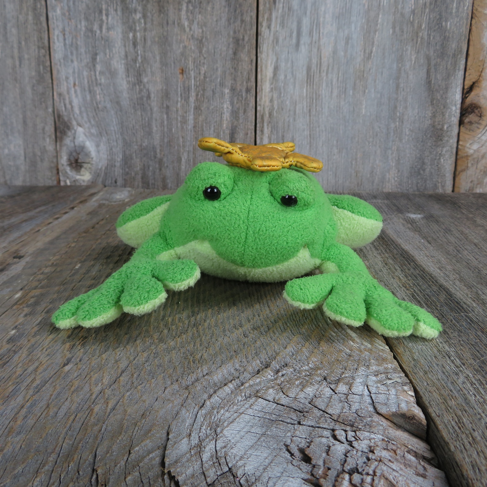 Frog Prince Plush Crown Green Stuffed Animal Laying Two Tone - Etsy