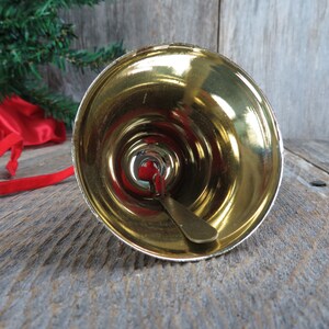 Vintage Gold Bell With Red Flocked Ribbon Christmas Hand Bell Door ...