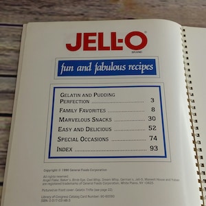 Vintage Jello Cookbook Recipes 1990 Spiral Bound Desserts Pies Cakes ...