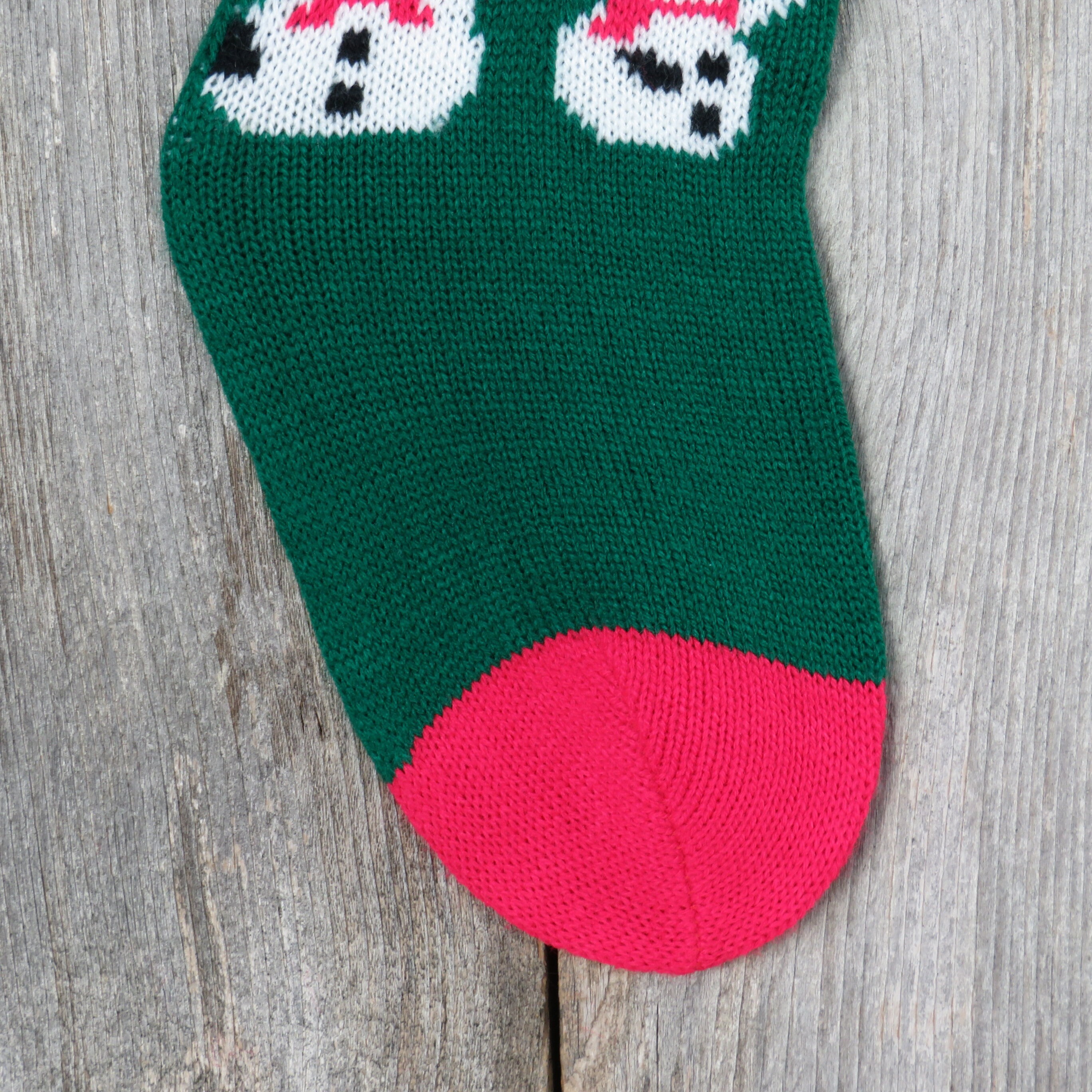 Vintage Knit Snowman Stocking Green Red Christmas Santa Top | Etsy