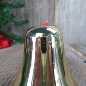 Vintage Gold Bell With Red Flocked Ribbon Christmas Hand Bell Door ...