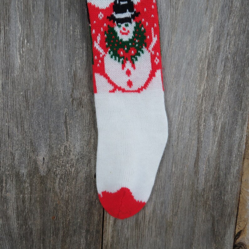 Vintage Knit Snowman Stocking Christmas Wreath Snow Green Red - Etsy