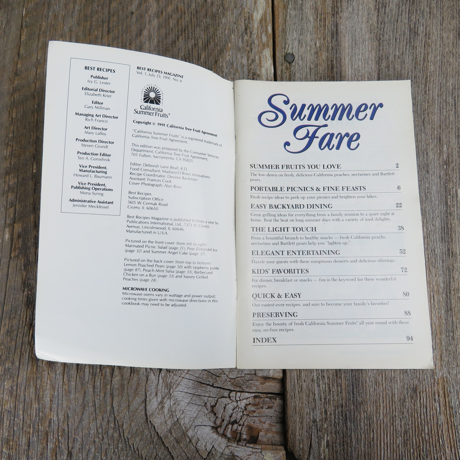 Best Recipes Summer Fare Cookbook Pamphlet July 1991 Booklet Fresh Food ...