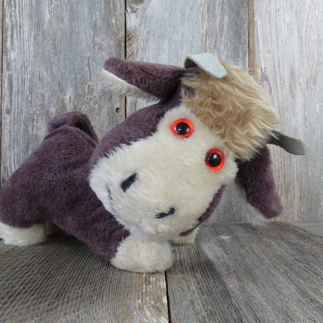 Vintage Cow Plush Purple Bull Stuffed Animal Heifer Horns White Brown ...