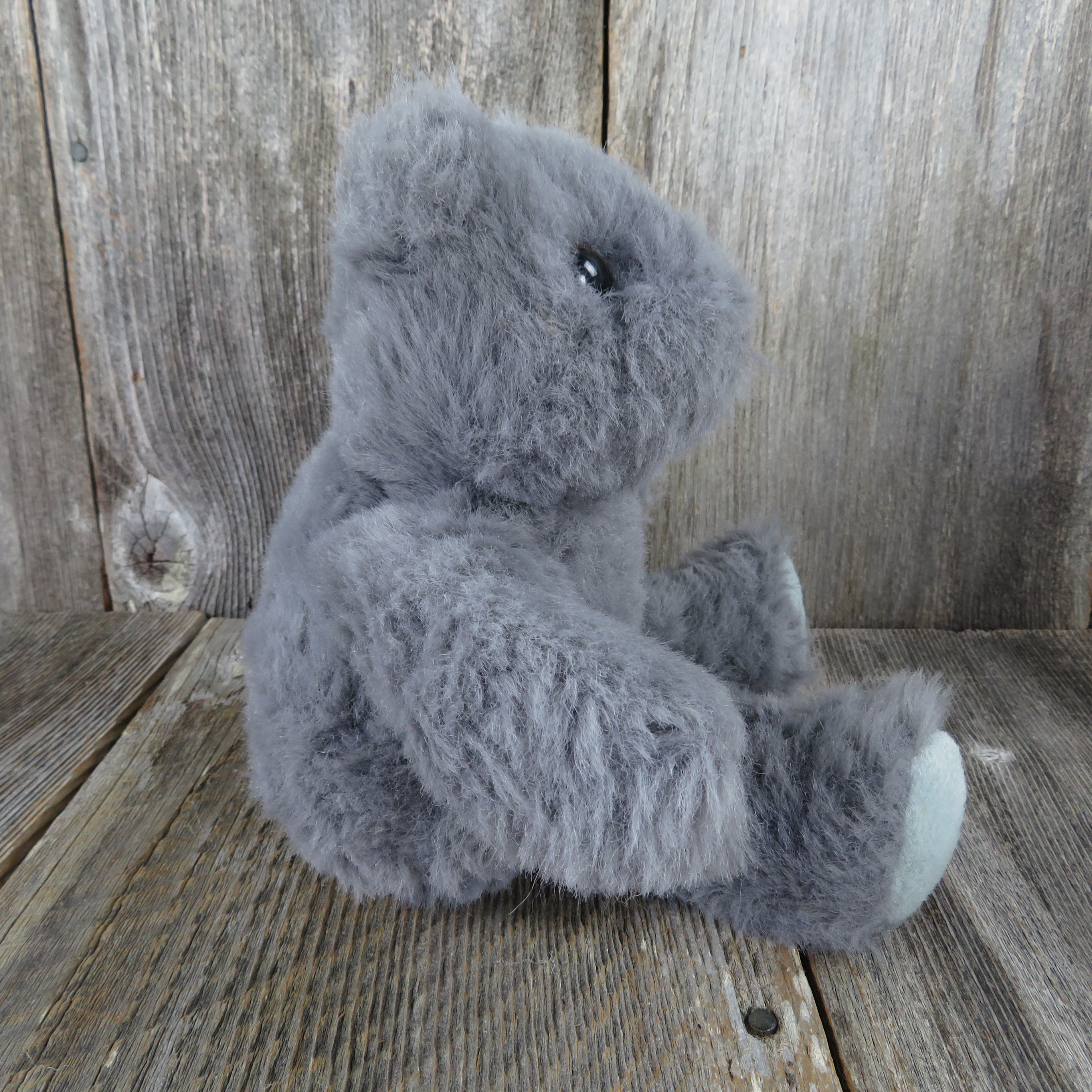 Vintage Teddy Bear Plush Fuzzy Stuffed Animal Grey Stitched - Etsy