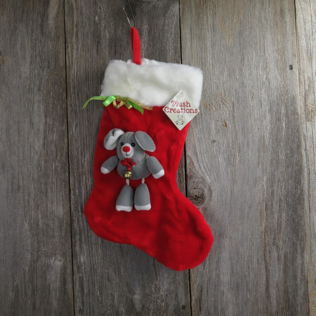 Vintage Mouse Christmas Stocking Plush Creations Stuffed Animal Red ...