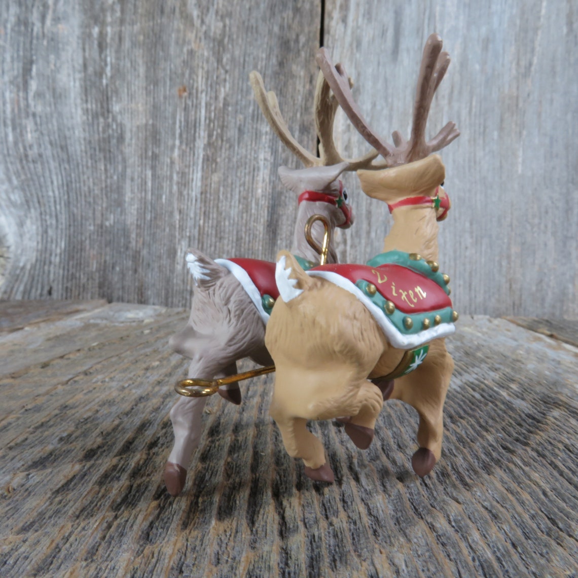 Vintage Santa's Reindeer Prancer and Vixen Ornament Sleigh - Etsy UK