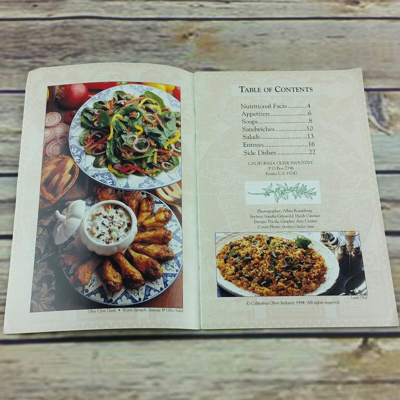 Vintage California Cookbook International Recipes With Olives 1994 ...