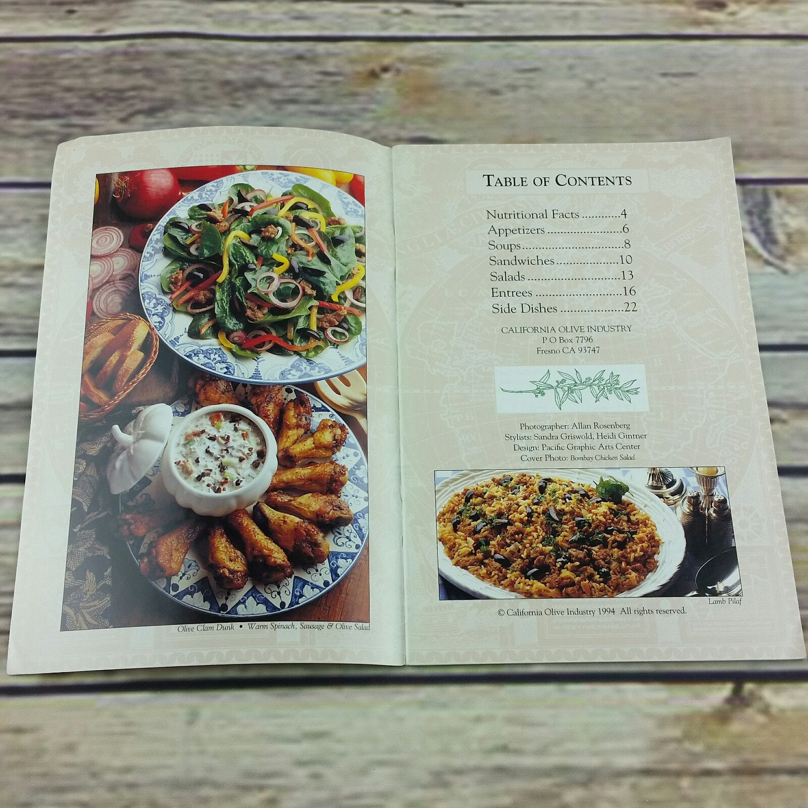 Vintage California Cookbook International Recipes With Olives 1994 ...