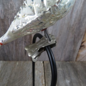 Vintage Mercury Glass Bird Clip Ornament Silver Painted White Tail ...