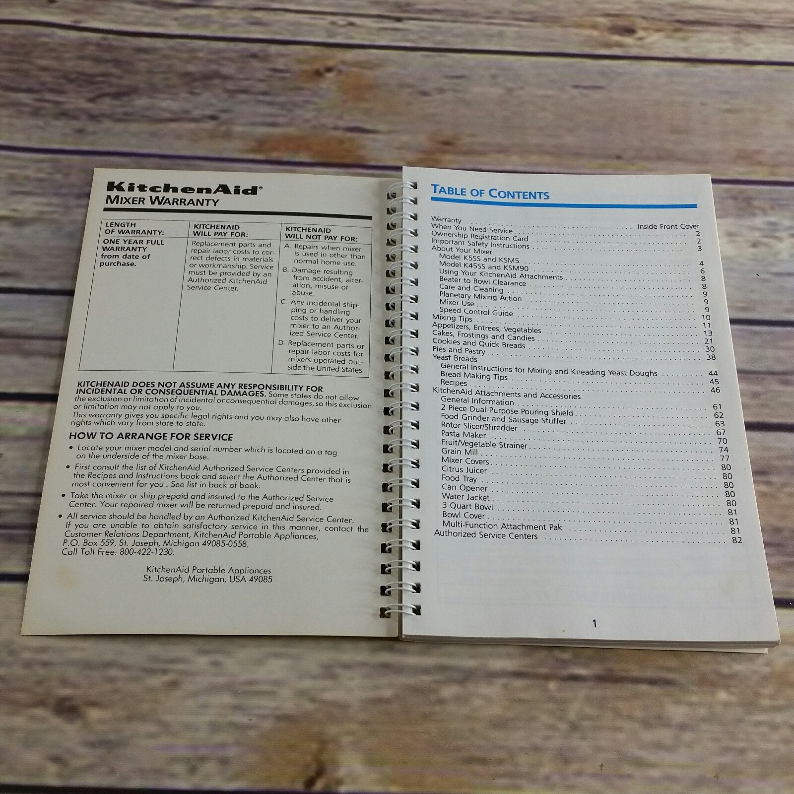 Vtg Kitchen Aid Mixers and Attachments Recipes and Instructions K45SS ...