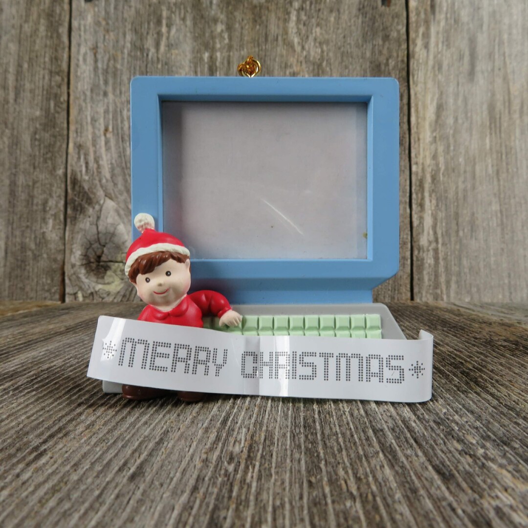 Vintage Computer Boy Screen Picture Frame Ornament Christmas Matrix ...