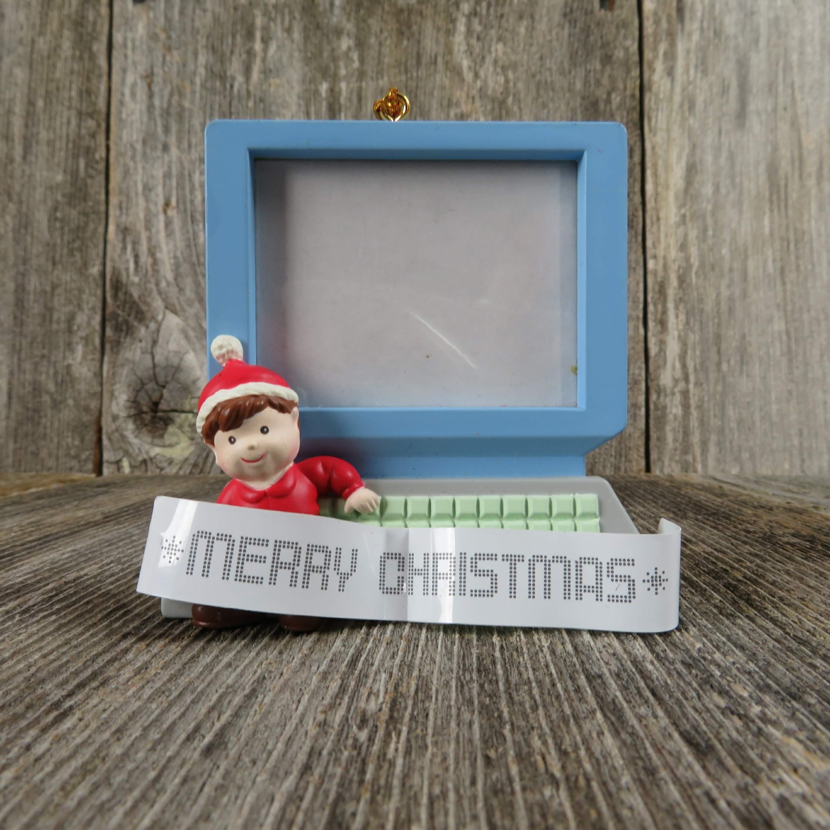 Vintage Computer Boy Screen Picture Frame Ornament Christmas - Etsy