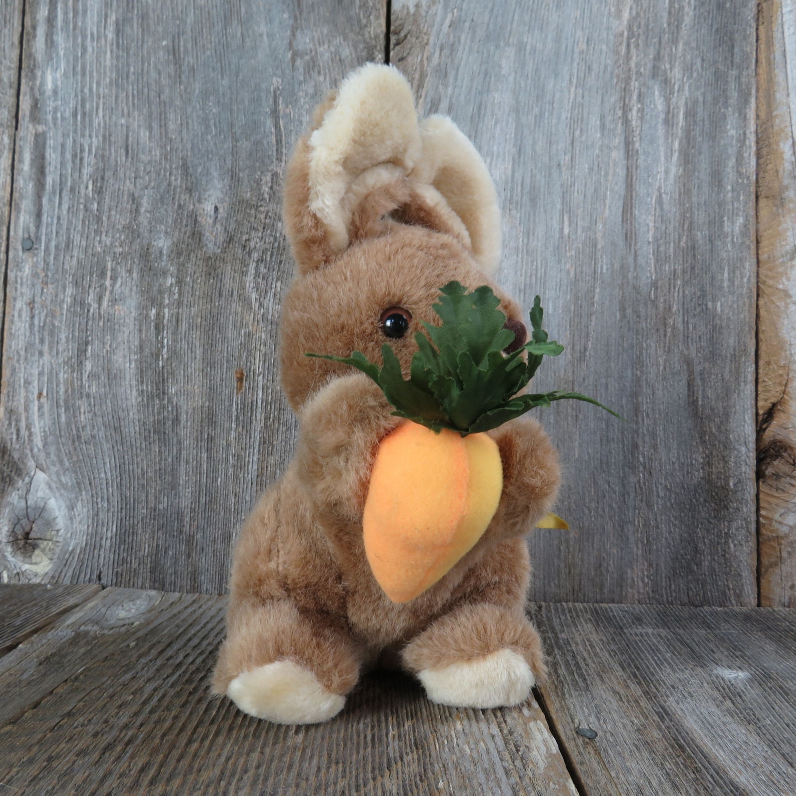 Vintage Bunny Rabbit With Carrot Plush Stuffed Animal Brown - Etsy