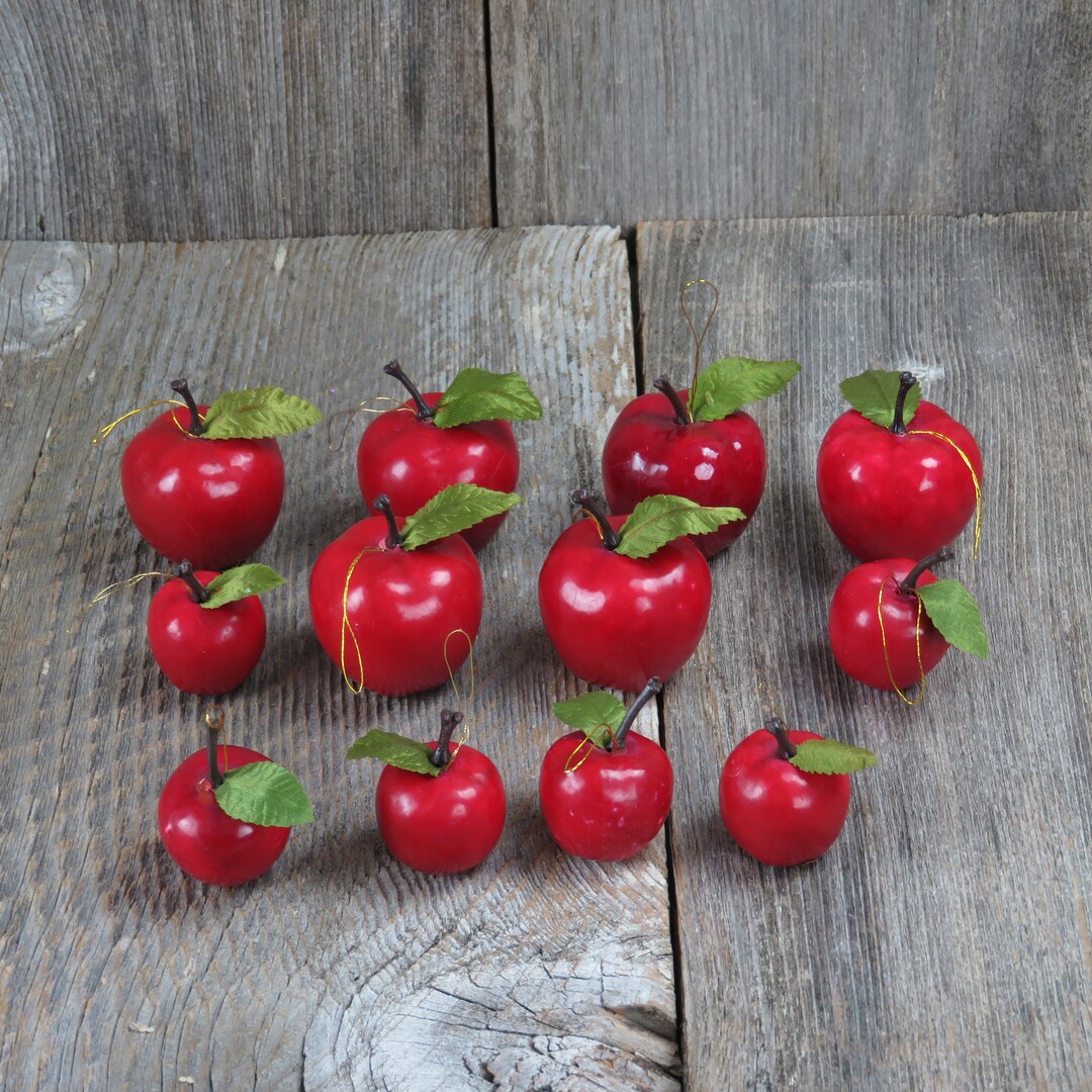 Vintage Apple Ornament Lot Set Christmas Red Taiwan Fruit Vtg Teacher ...