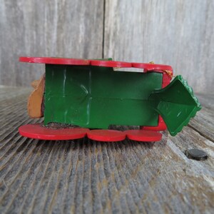 Vintage Teddy Bear Conductor in Train Christmas Ornament Plastic Red ...