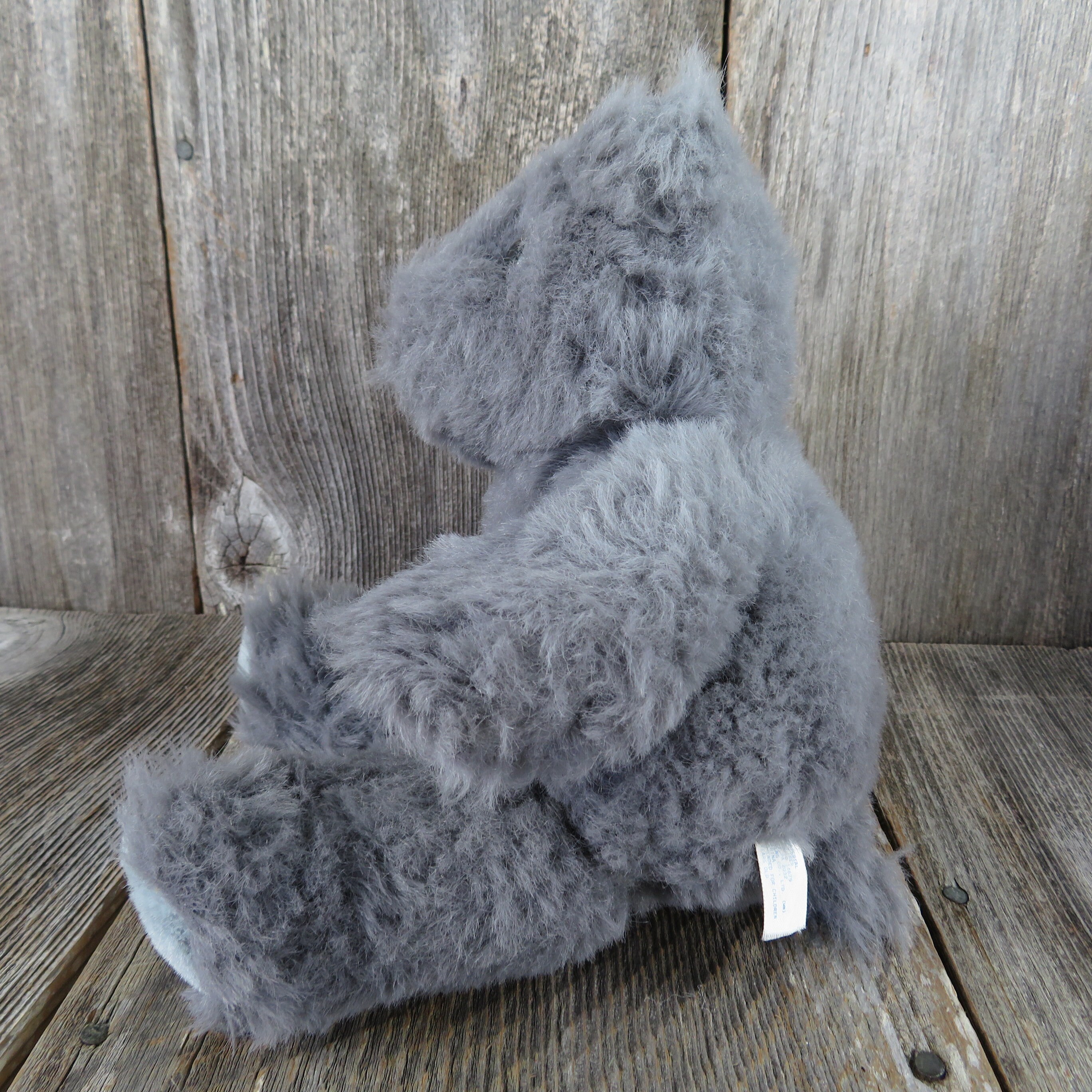 Vintage Teddy Bear Plush Fuzzy Stuffed Animal Grey Stitched - Etsy