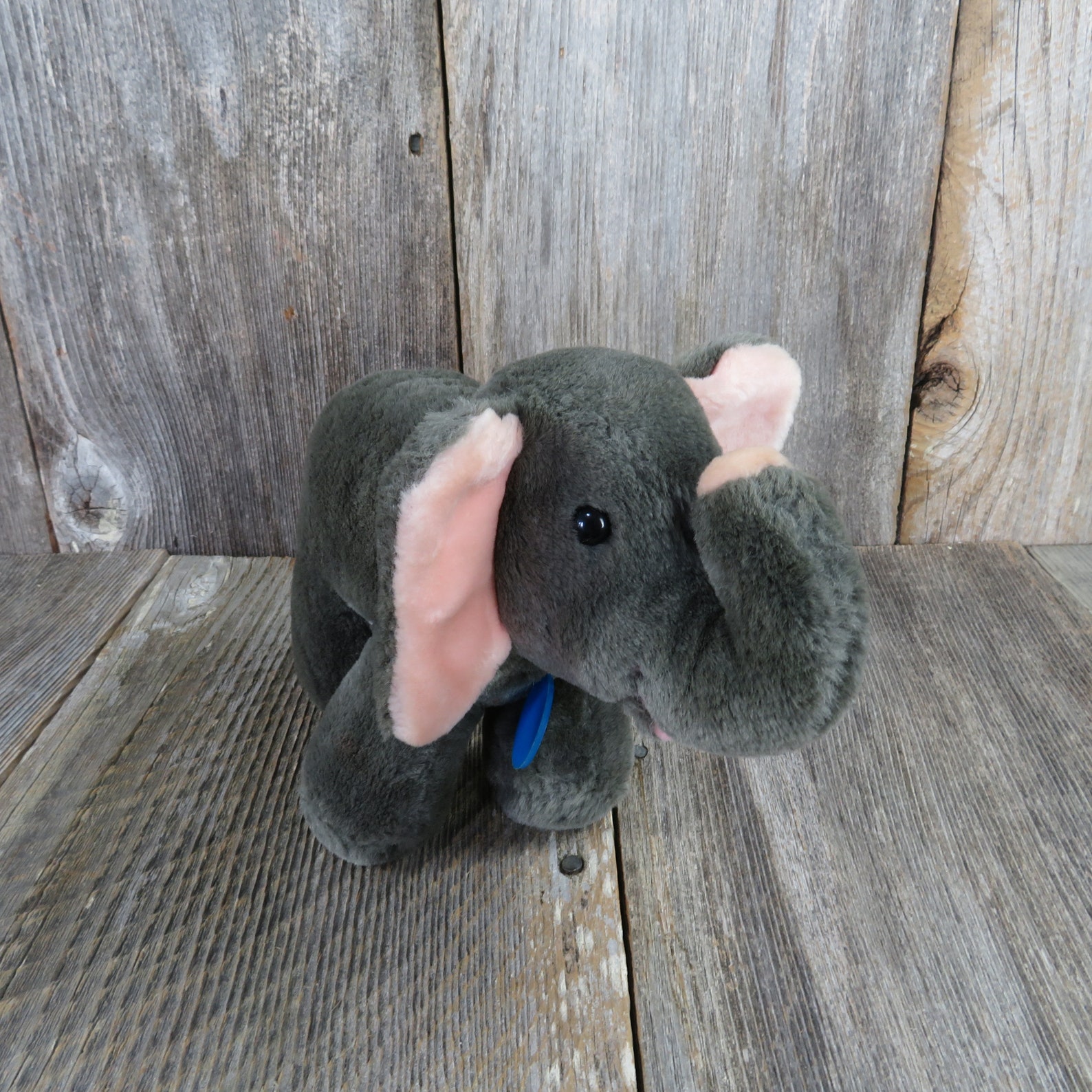 Vintage Elephant Plush Dakin Grey Pink Stuffed Gray Tags 1985 - Etsy