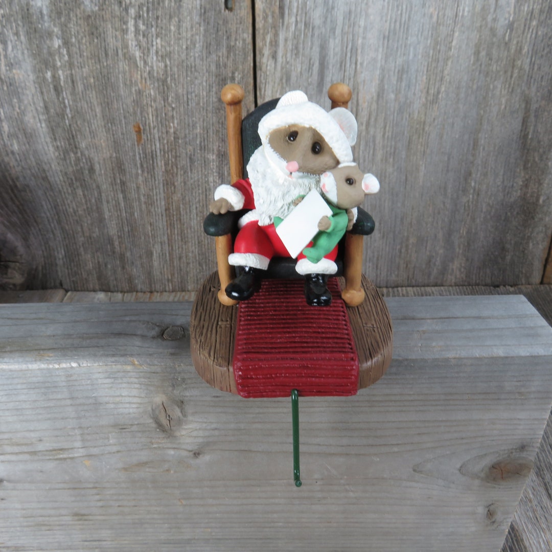 Vintage Santa Mouse and Child Christmas Stocking Holder Hallmark Mice ...